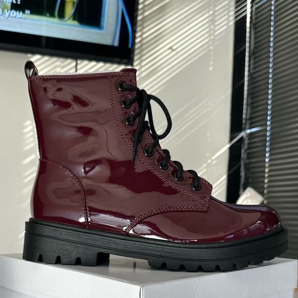 Soda | Shoes | Burgundy Vegan Leather Lace Up Combat Boot | Poshmark